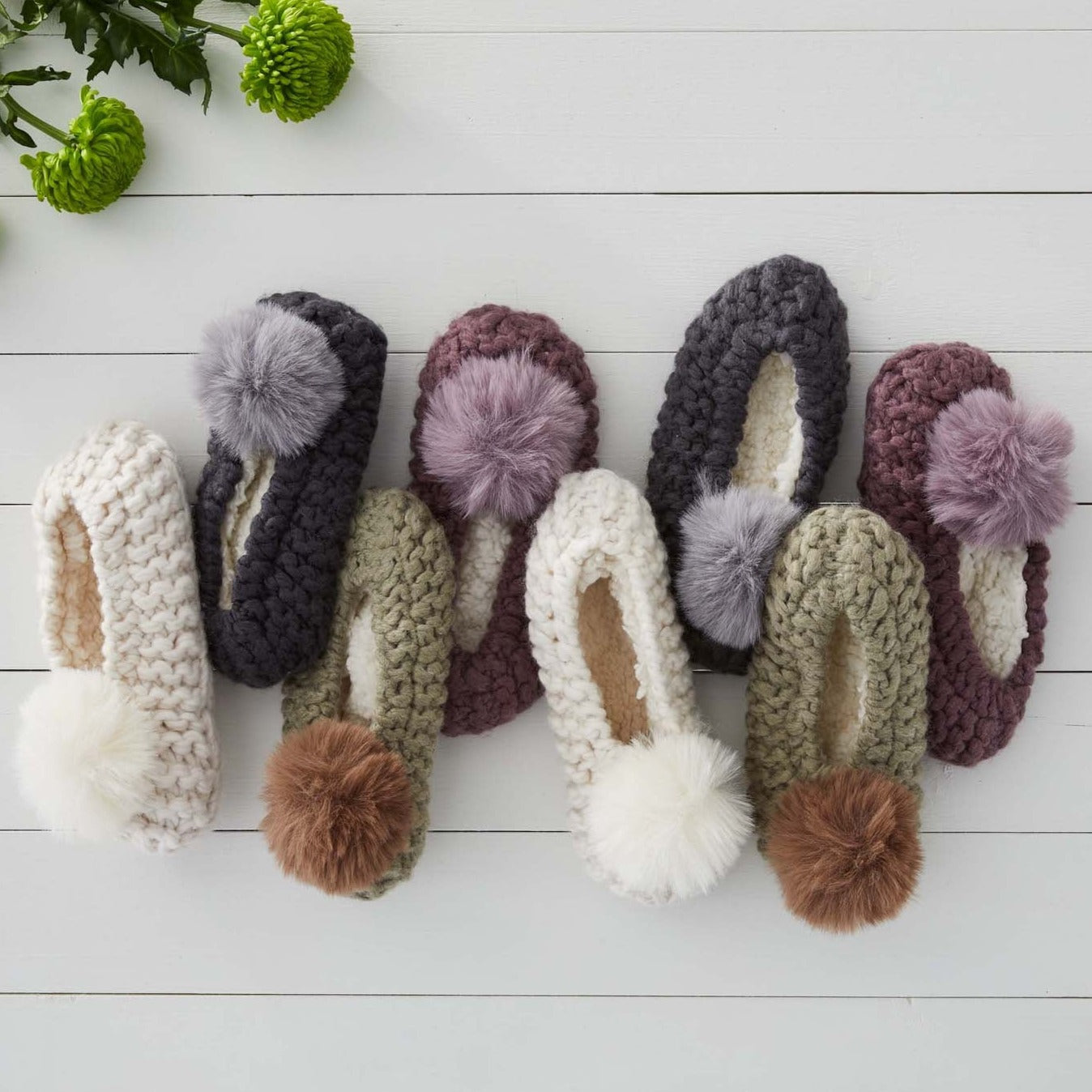 Popcorn Pom Pom Ballerina Slippers – Lemon